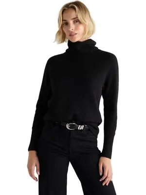 Quince Lightweight Baby Alpaca Turtleneck Sweater - Soft Black