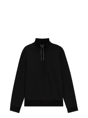 BOSS Funnel Neck Zip Sweatshirt In Pure Cotton - Black
