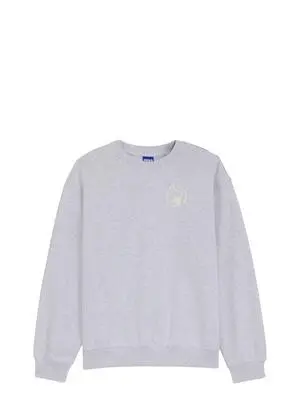 Hugo Crewneck Sweatshirt With Graphic Prints In Cotton Terry - Light Grey