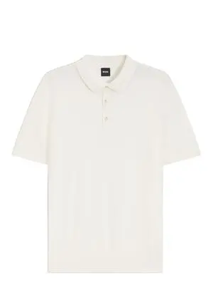 BOSS Regular-fit Knit Polo In Structured Fabric - White