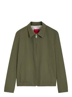 Hugo Slim-fit Wool-blend Poplin Jacket With Zip Closure - Light Green