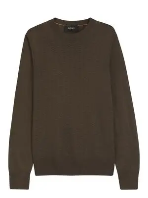 BOSS Silk Sweater With Jacquard Pattern - Brown