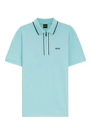 BOSS Active Slim-fit Polo Shirt In Moisture-wicking Stretch Cotton - Light Blue