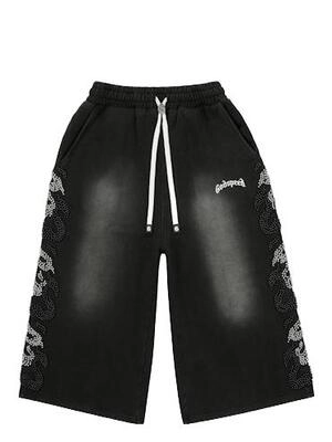GODSPEED Embellished Studded Three-quarter Length Shorts - Black