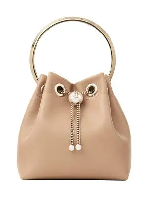 JIMMY CHOO Jimmy Choo Bon Bon Bucket Bag With Pearl Closure Chai/light Gold