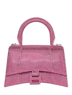Balenciaga Hourglass Xs Hangbag With Rhinestones - Pink