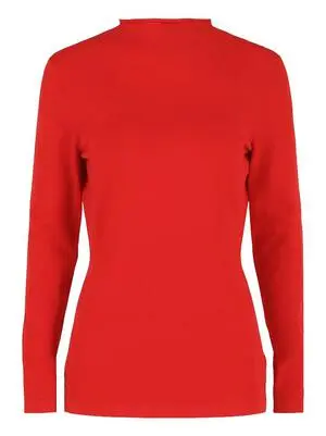 FERRAGAMO Stretch Jersey Mock Neck Shirt - Red