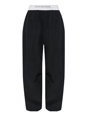 Alexander Wang Logo Elastic Midrise Pleated Knee Pant - Black