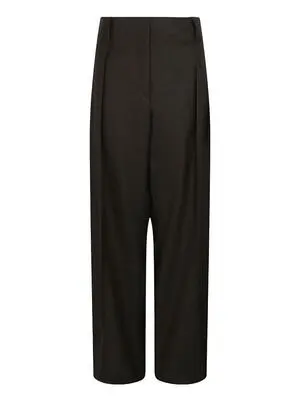 FERRAGAMO High-waisted Wool Pants - Grey