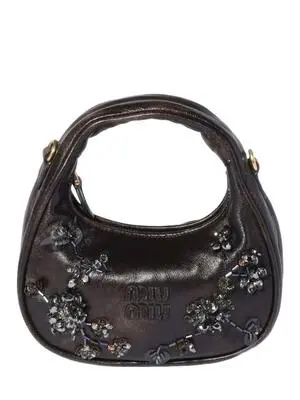 Miu Miu Embroidered Shoulder Bag - Caffe