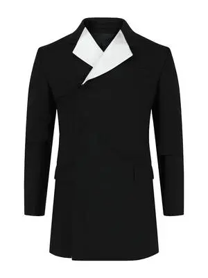 FERRAGAMO Double-breasted Blazer With Silk Trim - Black