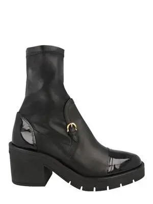 FERRAGAMO Selyna Mixed Leather Stretch Ankle Boots - Black