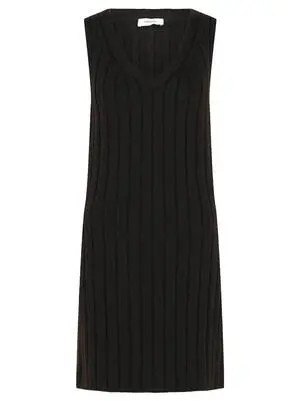 FERRAGAMO Ribbed Knit Midi Dress - Medium Brown