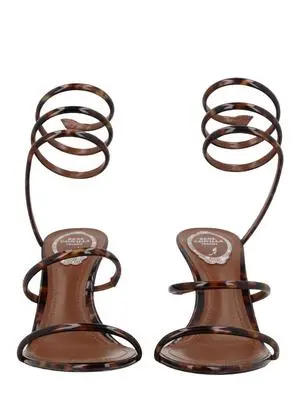 Rene Caovilla Cleo Spiral Heel Sandals - Brown