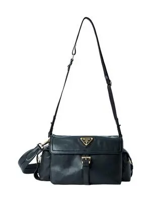 Prada Medium Shoulder Bag With Flap - Black