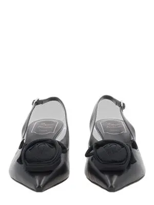 ROGER VIVIER Rose Vivier" Slingback Pumps In Leather - Black