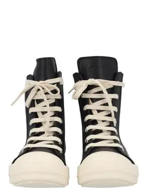 Rick Owens Leather High-top Sneakers - Black