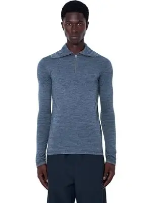 JIL SANDER Half-zip High Neck Long Sleeve Top - Gray
