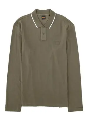 BOSS Polo A Manica Lunga Con Logo - Green
