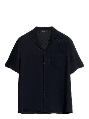 Gucci Gg Silk Jacquard Bowling Shirt - Blue