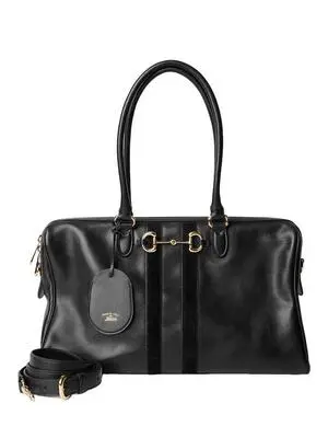 Gucci Gucci Large Leather Boston Bag With Horsebit Detail Black