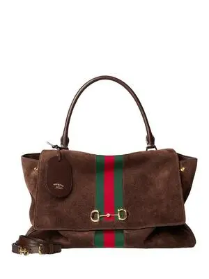 Gucci Paparazzo Large Top Handle Bag In Suede - Brown