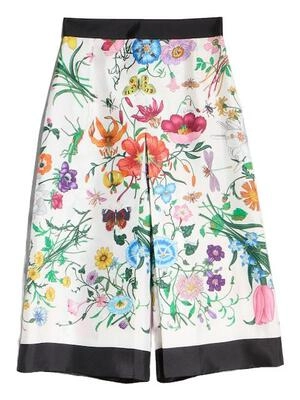 Gucci Printed Silk Twill Pants With Flora Motif - White