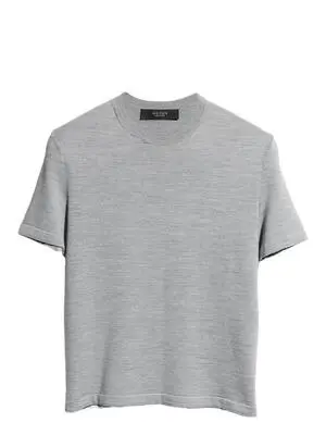 Gucci Cropped Knit Wool Silk Blend T-shirt - Grey