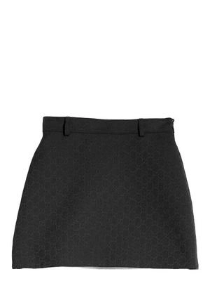 Gucci Gg Cotton Blend Mini Skirt - Black