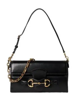 Gucci Horsebit Ristretto Medium Shoulder Bag In Leather - Black