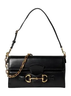Gucci Horsebit Ristretto Medium Shoulder Bag In Leather - Black