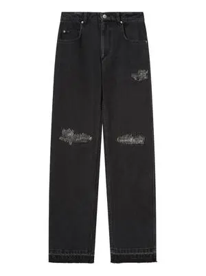 ETOILE Marant Étoile Zeah Distressed Straight-leg Jeans - Black
