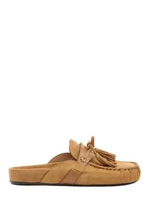 Isabel Marant Étoile Malvin Suede And Calfskin Moccasin Mule - Cognac