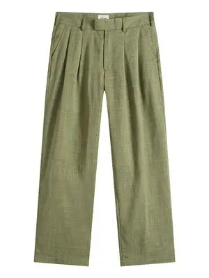 RONNING Pleated Wide Leg Trousers - Green