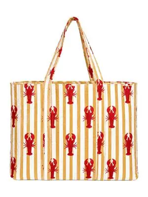 CYC Conscious Yoga Collective Striped Lobster Tote Gold
