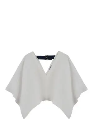 NOCTURNE Belted V-neck Blouse - White