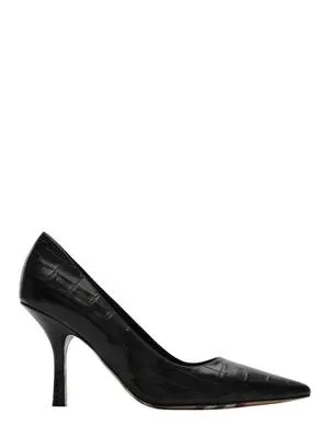 Burberry Crocodile-effect Leather Pointed Toe High Heel Pumps - Black