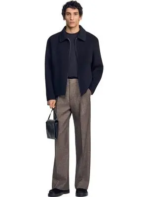 Sandro Double-faced Wool Zip-up Jacket - Black