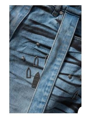 WHO DECIDES WAR Winged Logo Bondage Pants - Blue