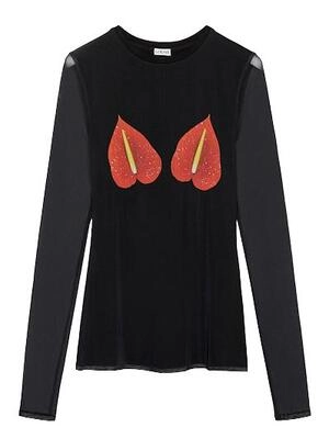 Loewe Anthurium Sheer Mesh Top - Black/red