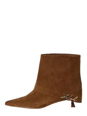 Karl Lagerfeld Pasha Fold-down Suede Ankle Boots - Brown