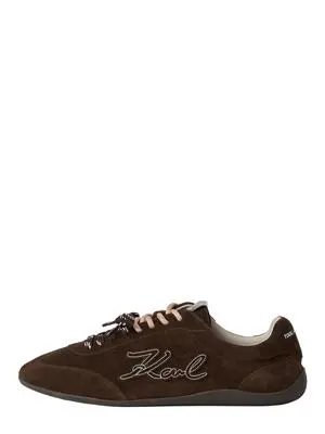 Karl Lagerfeld Altia Suede Signature Lace-up Sneakers - Brown