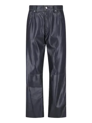 MAISON MARGIELA Faux Leather Straight Leg Trousers - Black
