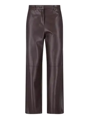 Max Mara Mm6 Maison Margiela Faux Leather Straight Leg Trousers - Brown