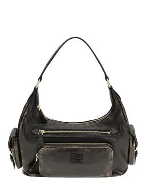 Miu Miu Leather Pocket Shoulder Bag - Brown