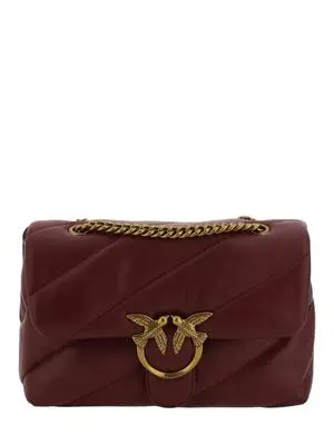 Pinko Love Classic Quilted Leather Shoulder Bag - Red