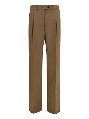 Prada Tailored Wool Wide-leg Pants - Brown