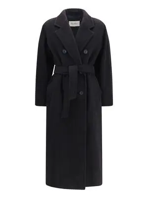 Max Mara 101801 Madame Double-breasted Wool & Cashmere Coat - Black