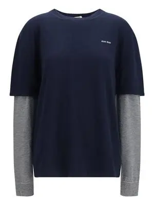 Miu Miu Long-sleeve Layered Sweater - Blue
