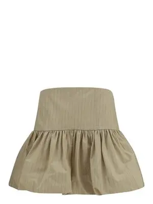 GANNI GANNI Tiered Ruffle Mini Skirt With Striped Waistband Beige